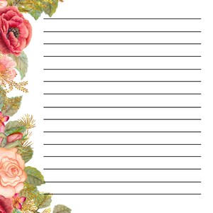 Lined Paper Printable Roses - Digital Download/instant Access/journal ...