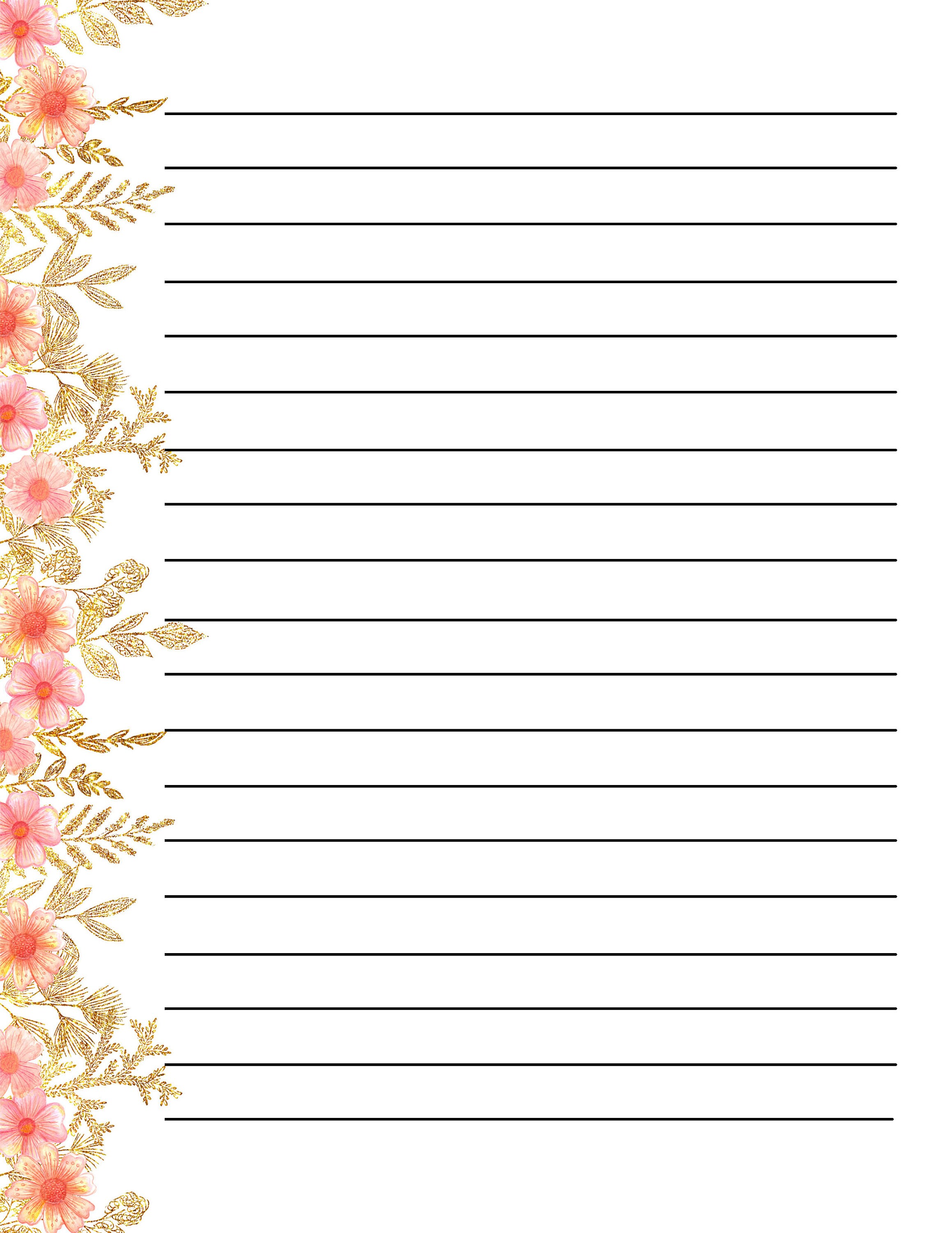 Tiny Roses Lined Paper Printable Digital Download/stationery/journal ...