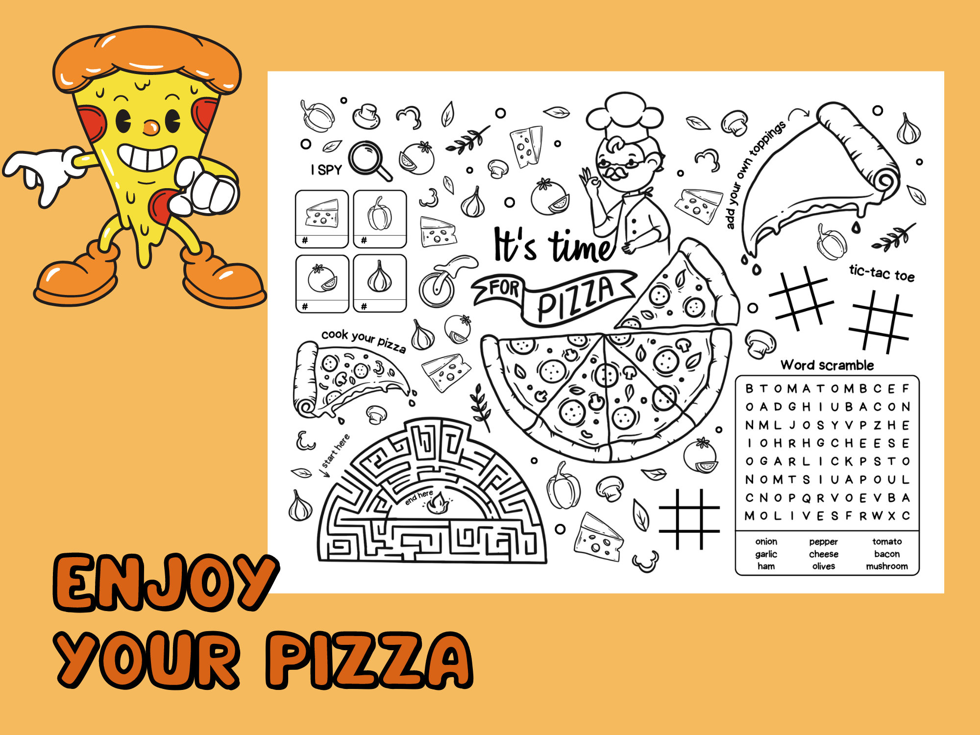 Pizza Topping Coloring Page
