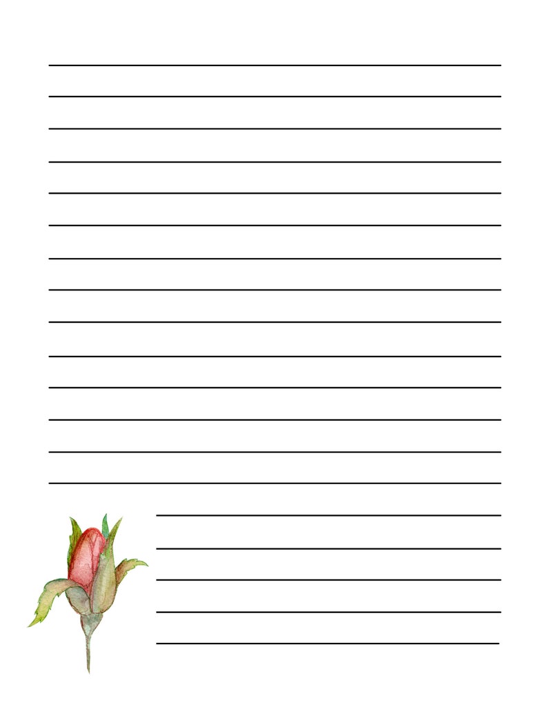 Tiny Roses Lined Paper Printable - Digital Download/stationery/journal ...