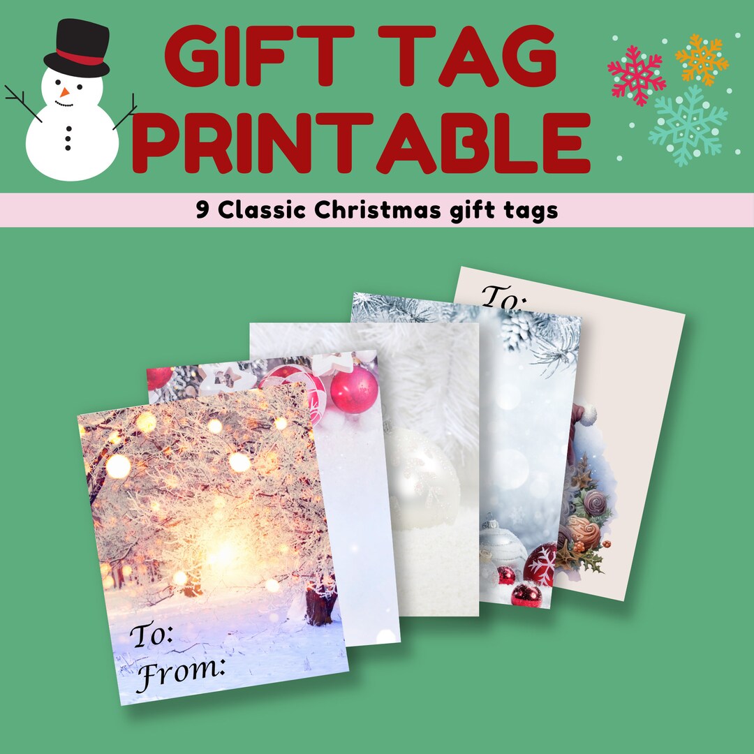 Classic Christmas Gift Tags Printable, Digital Gift Tags, Printable ...