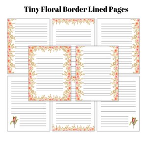 Tiny Roses Lined Paper Printable - Digital Download/stationery/journal ...