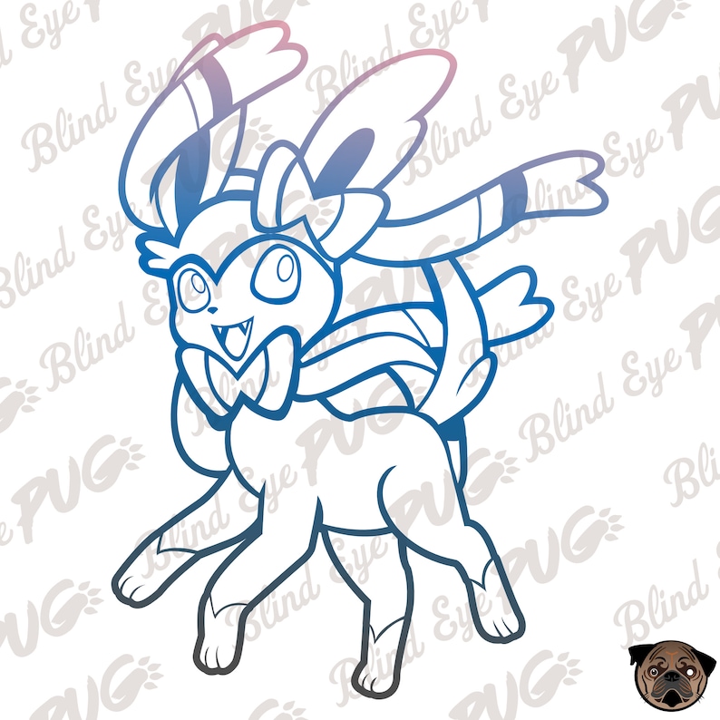 Sylveon SVG Flat Pokemon Smash Brother Eevee Pikachu - Etsy