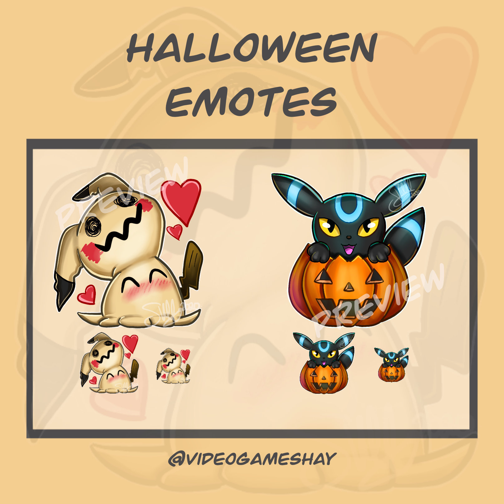 Halloween Twitch Pokemon Emotes - Mimikyu & Shiny Umbreon in Pumpkin - Etsy