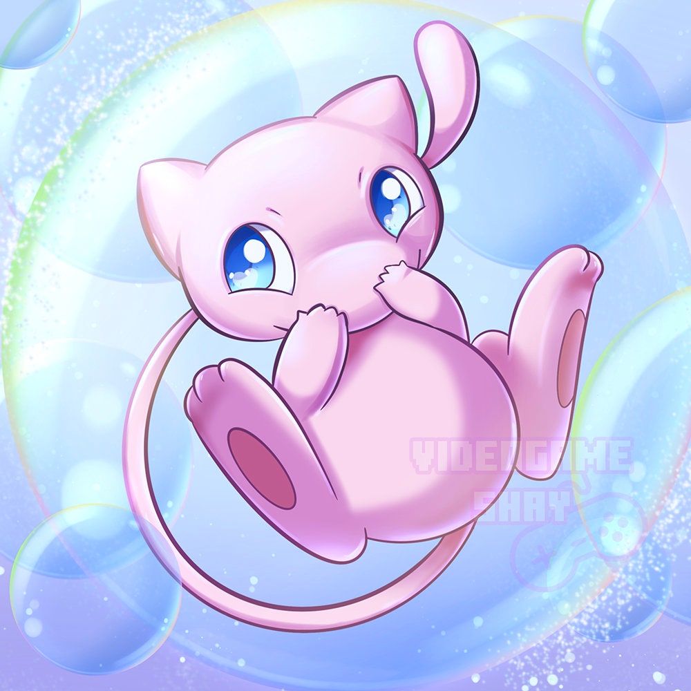 Chibi Mew and Shiny Mew Pokemon Art Print Pokemon Wall Art Pokemon ...