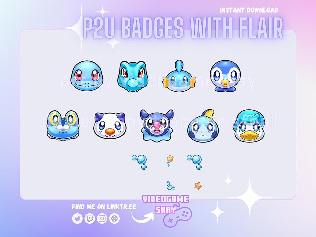 Water Starter Pokemon Twitch Badges With Flair/discord | Discord Roles ...