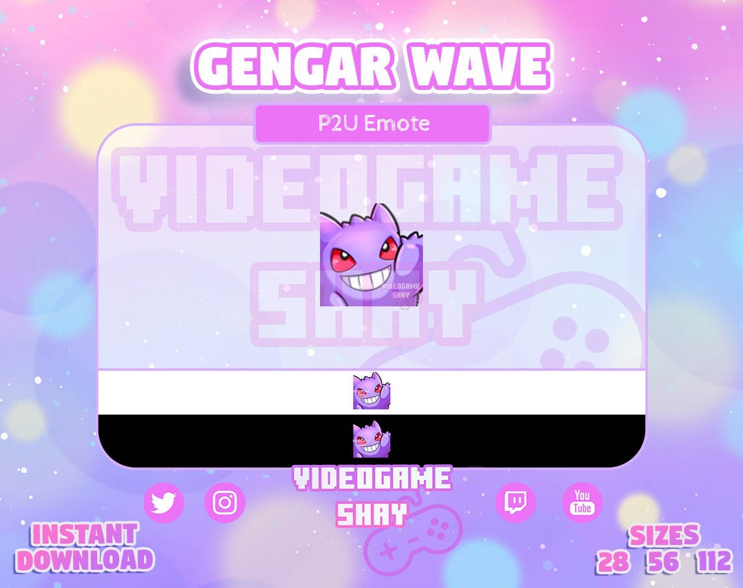 Gengar Wave Hi Pokemon Twitch Emote Pack Twitch/discord | Gaming ...