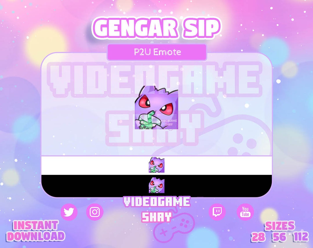 Gengar Boba Sip Pokemon Twitch Emote Pack Twitch/discord Gaming ...