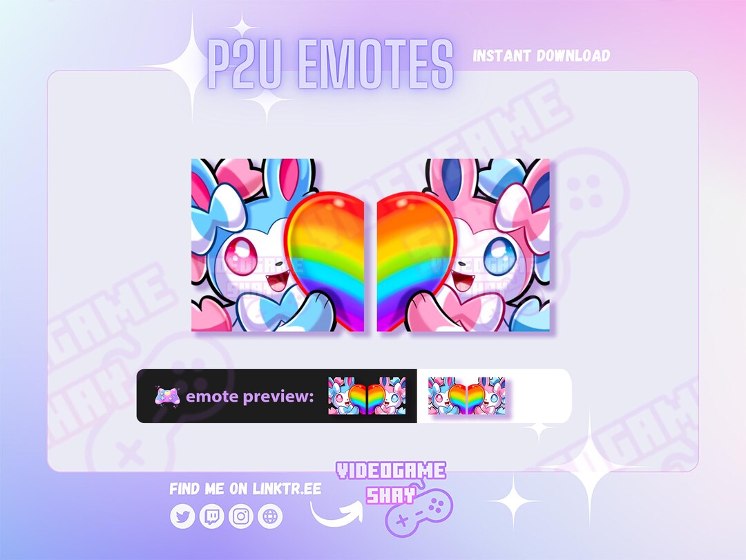 Shiny Sylveon Pride Rainbow Love Pokemon Twitch Emote Pack Twitch ...