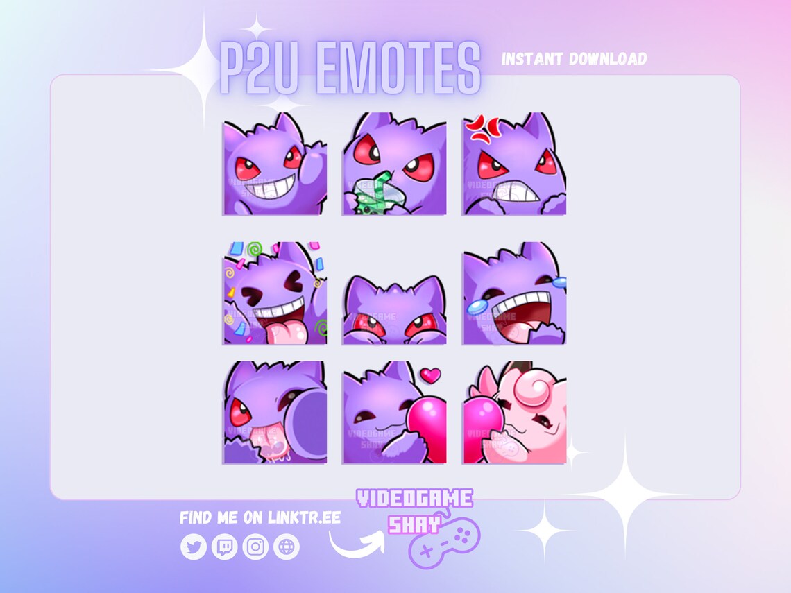Gengar Pokemon Twitch Emote Pack Twitch/discord Gaming Streaming ...