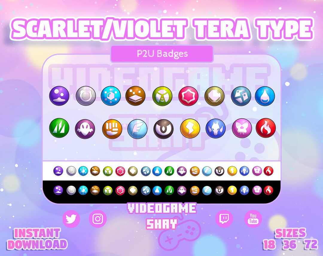 Pokemon Scarlet Violet Tera Type Sub Badges for Twitch/youtube/discord ...
