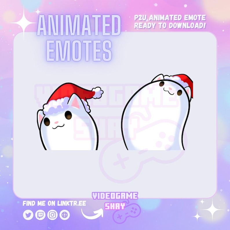 Animated Twitch Cat Emotes | Santa Cat Wobble Christmas Animated Stream ...
