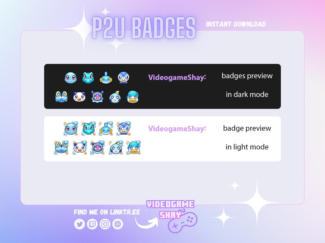 Water Starter Pokemon Twitch Badges With Flair/discord Discord Roles ...