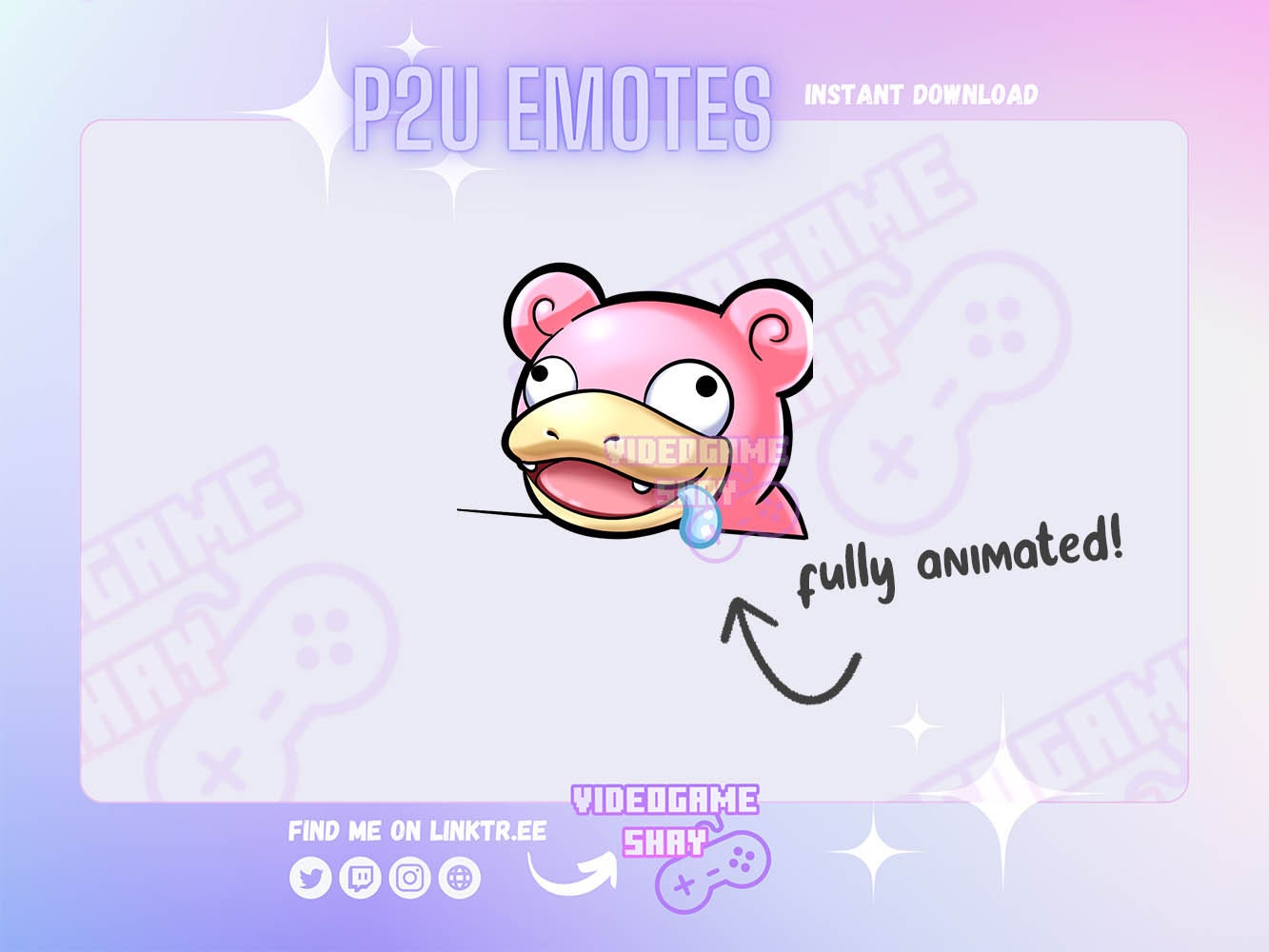 Animated Pokemon Slowpoke Head Bang Tap Emote Twitch/discord Gaming ...