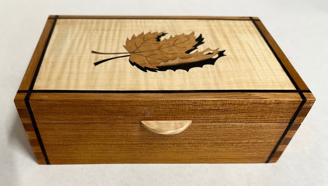 Handmade Box of Spanish Cedar With Maple Leaf Marquetry - Etsy