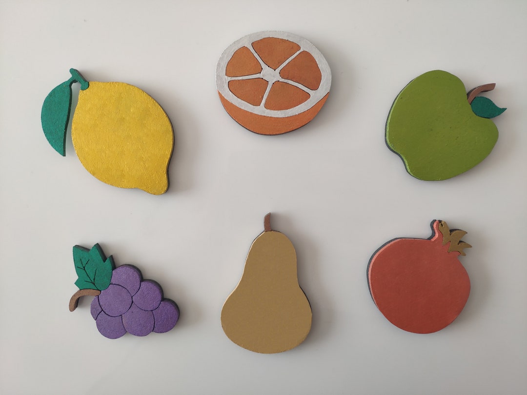 Fridge Fruit Magnet Set, Refrigerator Wooden Magnets, Apple Magnet ...