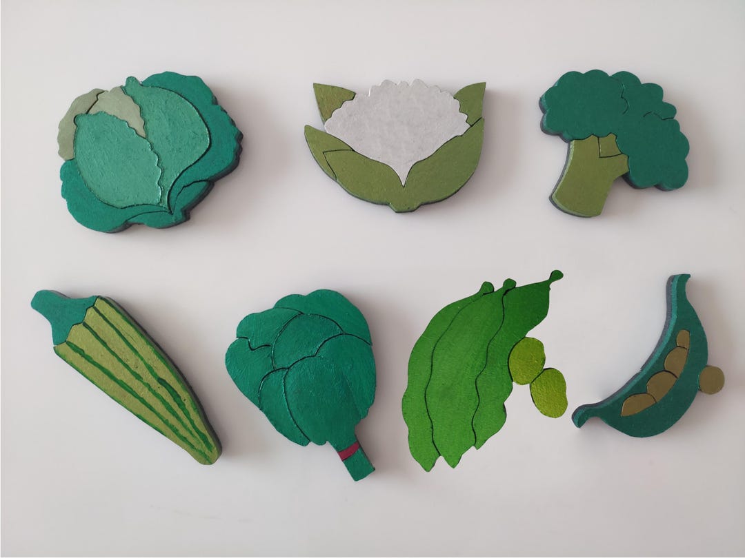 Fridge Green Vegetable Magnet Set, Vegetarian Magnets, Cabbage ...