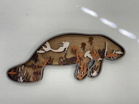 Digital File 5 Layer Manatee Underwater Scene Cut File for | Etsy