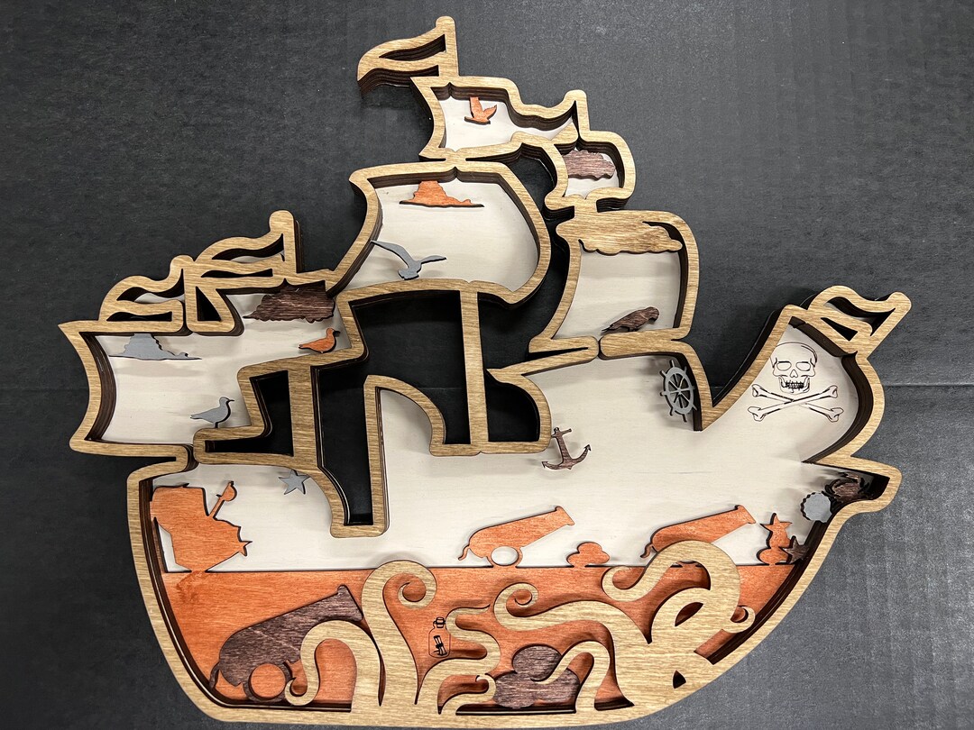 Digital File - 5 Layer Pirate Ship Scene Cut File for Glowforge - SVG ...