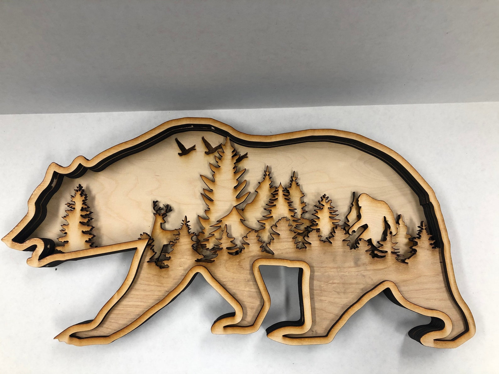 Natural or Hand-Painted Standing 3D Laser Cut Wooden Bear | Etsy