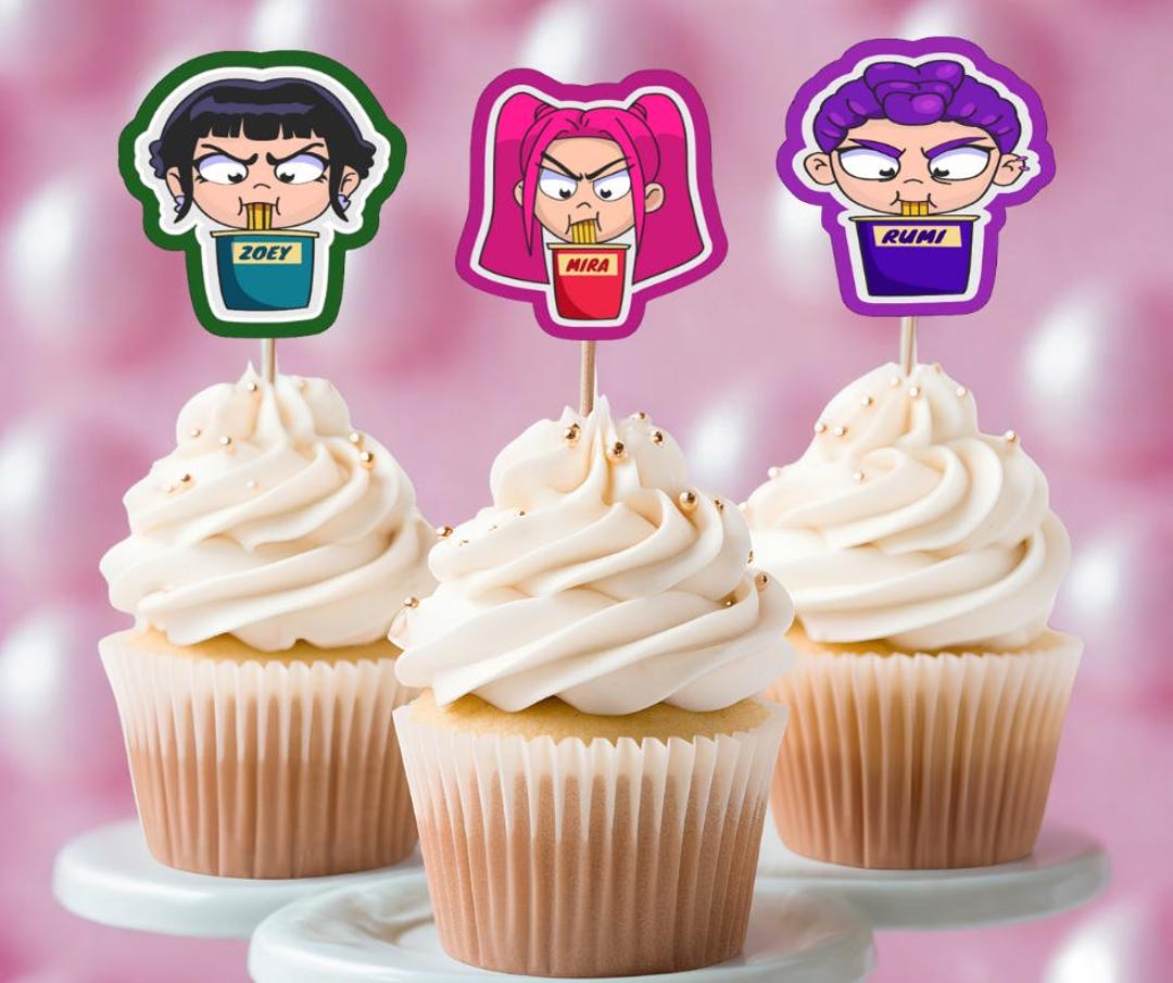 Kpop Demon Hunters Cupcake Topper Kpop Zoey Cupcake Mira Rumi Cupcake ...