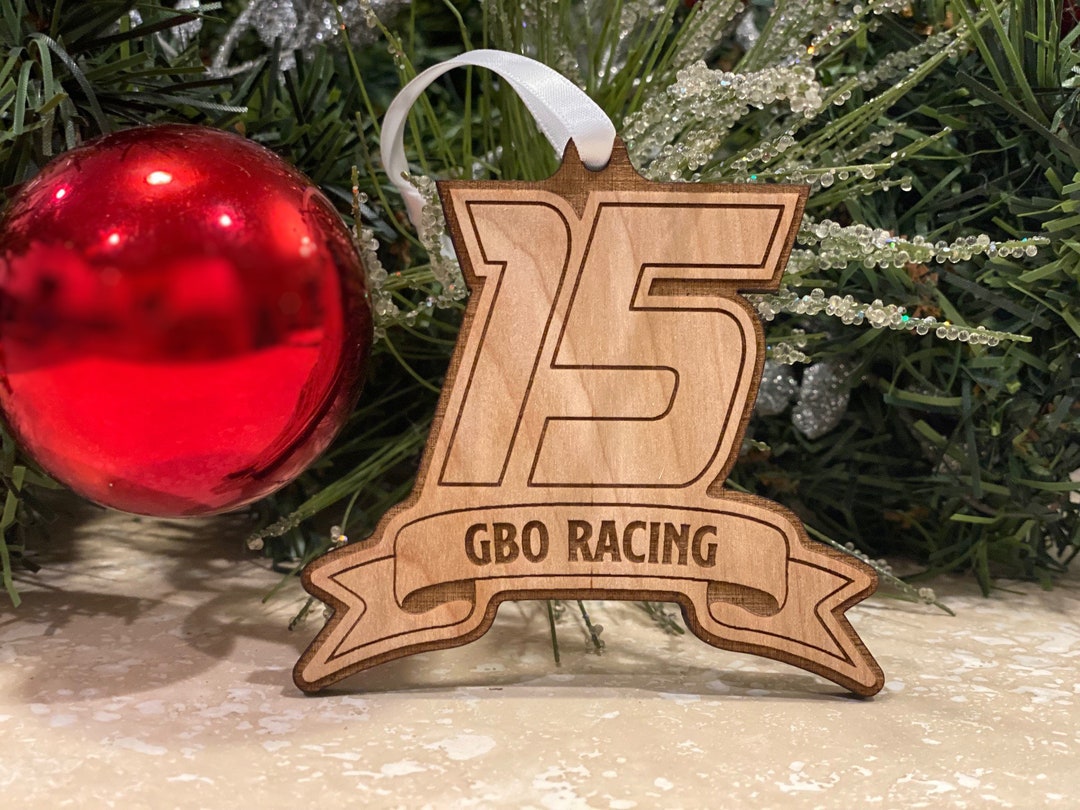 Christmas Ornament - Racing Number W/banner Wood - Customizable - Race ...