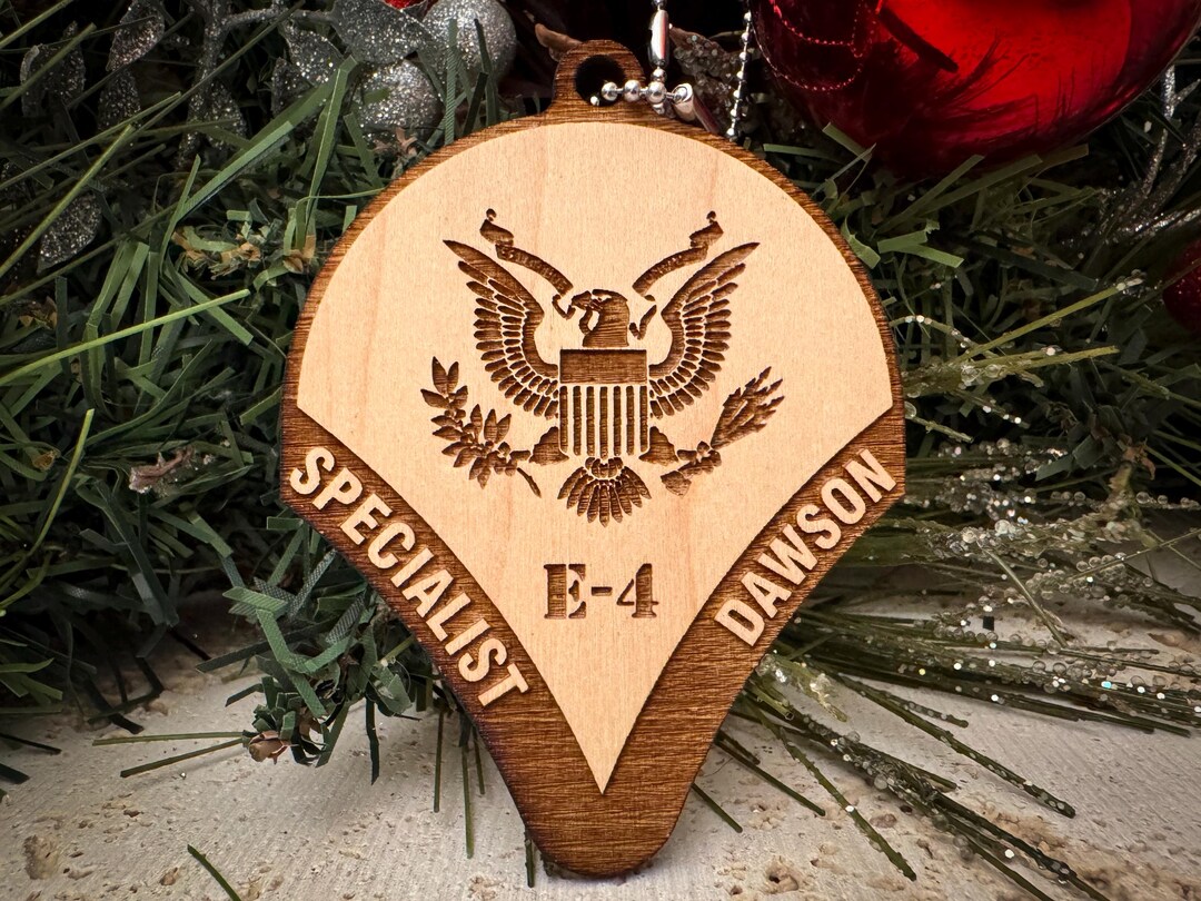 Personalized Army Rank Wood Christmas Ornament - E-4 Specialist - Etsy