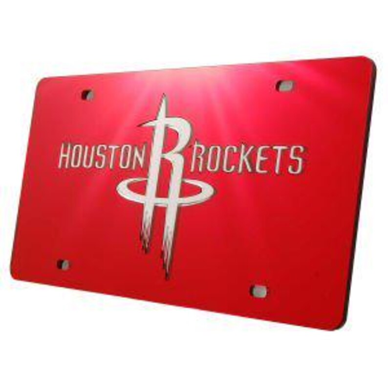 Houston Rockets Premium Laser Cut Tag License Plate, Red Mirrored ...