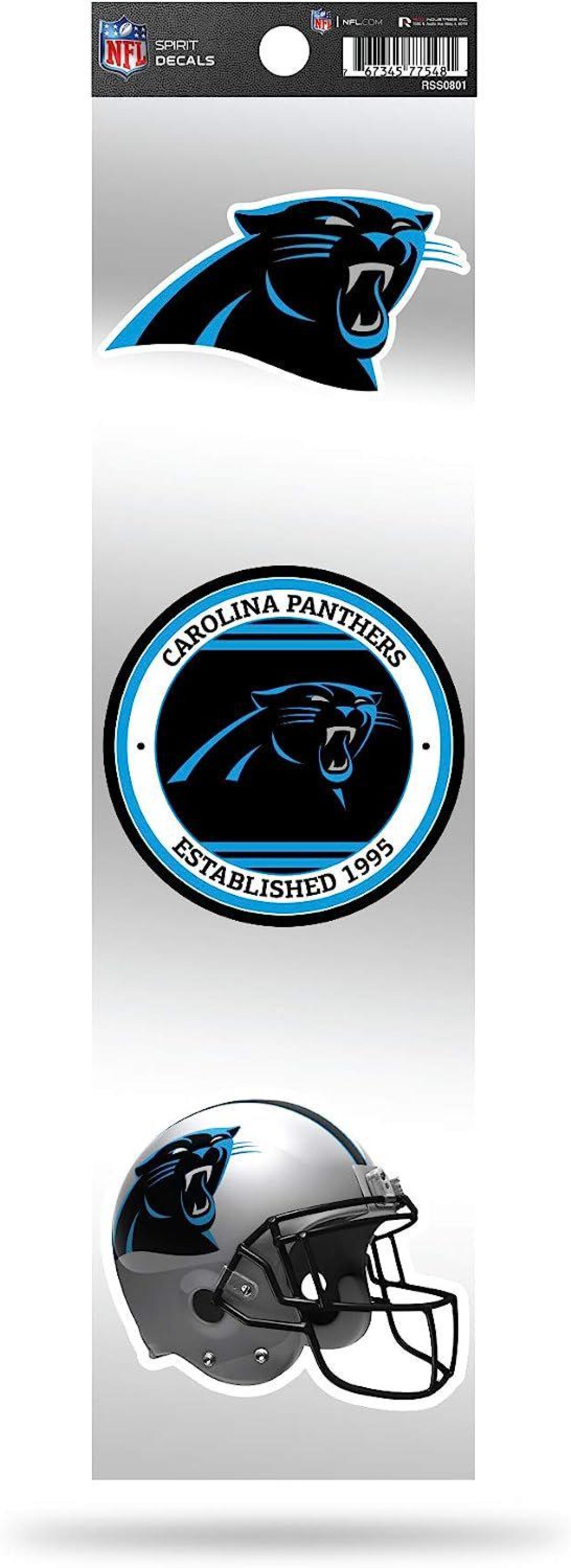 Carolina Panthers 3-piece Retro Decal Sticker Sheet, Die Cut, Clear ...