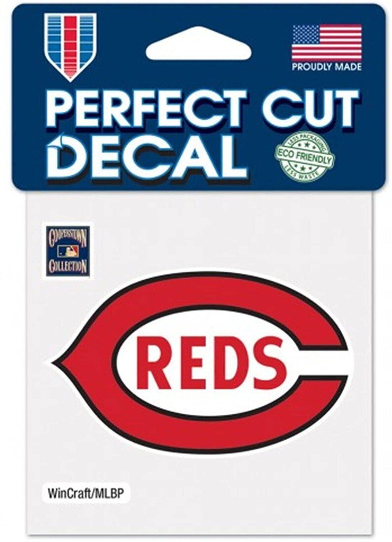 Cincinnati Reds 4x4 Inch Die Cut Decal Sticker, Cooperstown Retro Logo ...