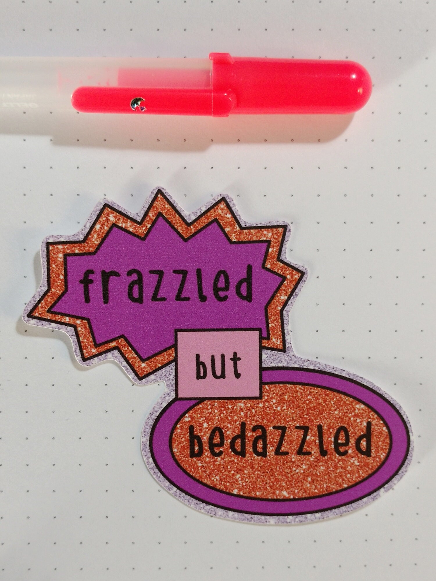 Frazzled but Bedazzled - Eco Paper Sticker - Orange - Etsy