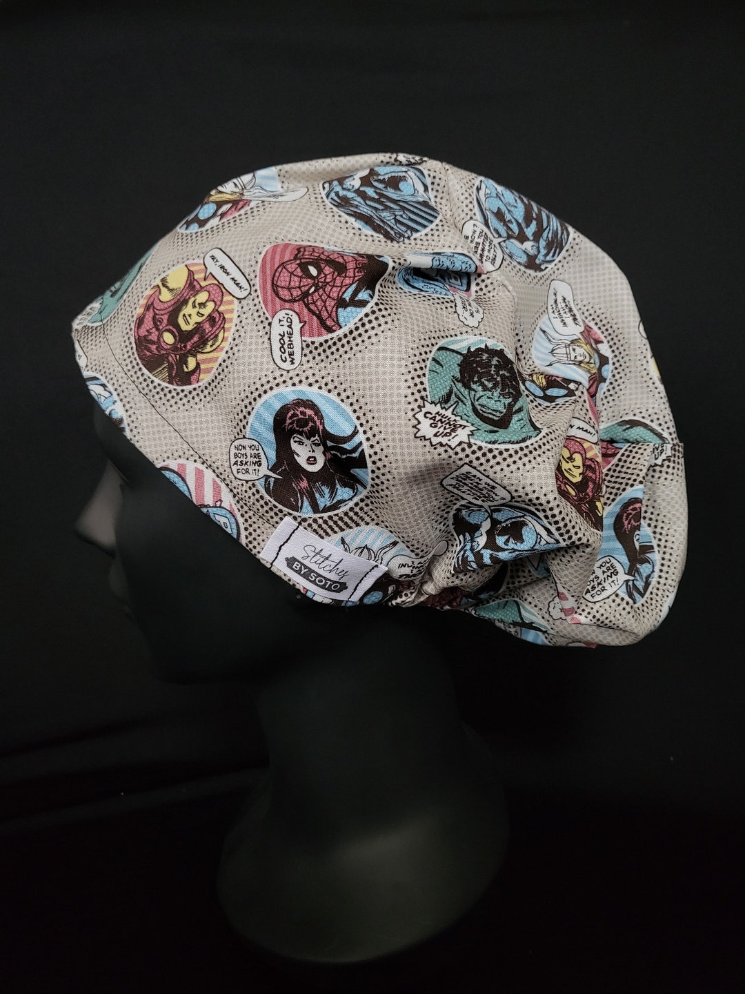 Scrub Cap, Marvel, Vintage Style, Pixie Cap, Hat, RN, Unisex, Tech ...