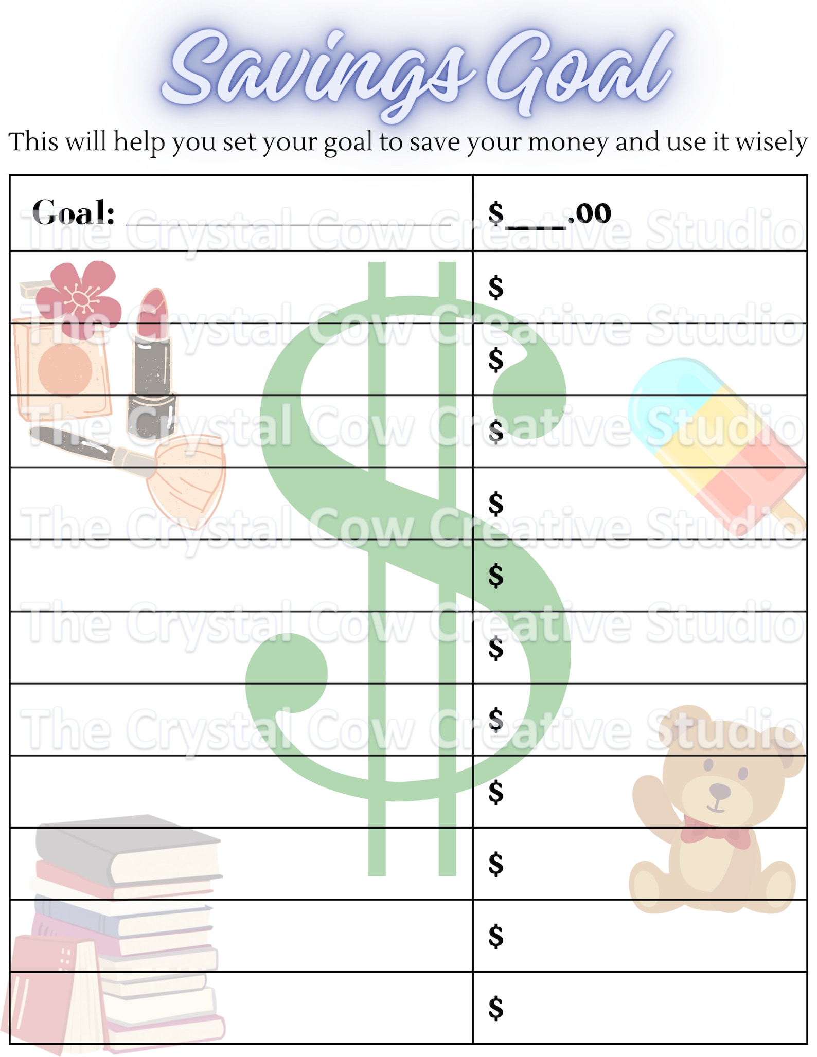 Kids Printable Savings Tracker Kids Budgeting Worksheet Savings Goals ...