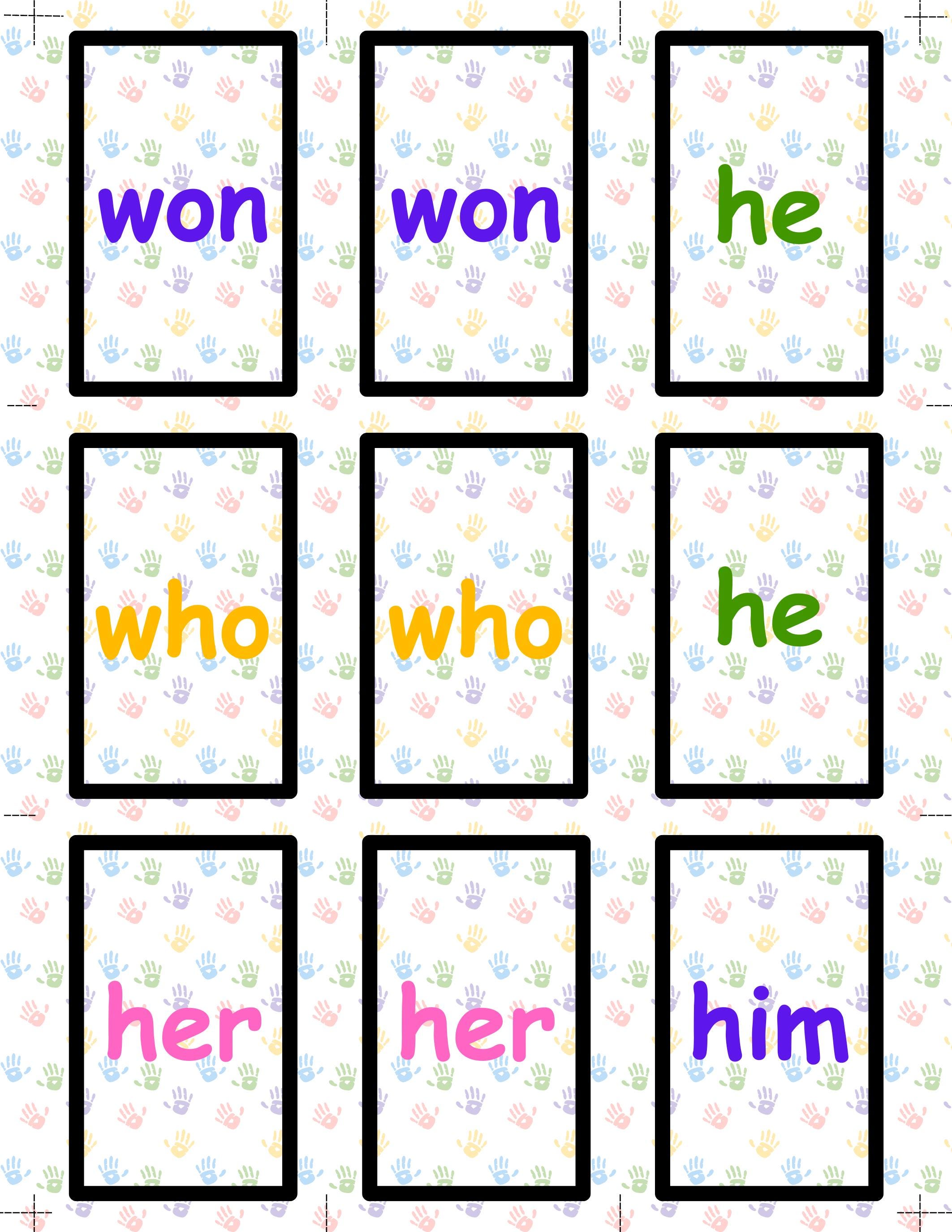 Kindergarten Sight Words Go Fish and Game of Memory Fun Learning ...