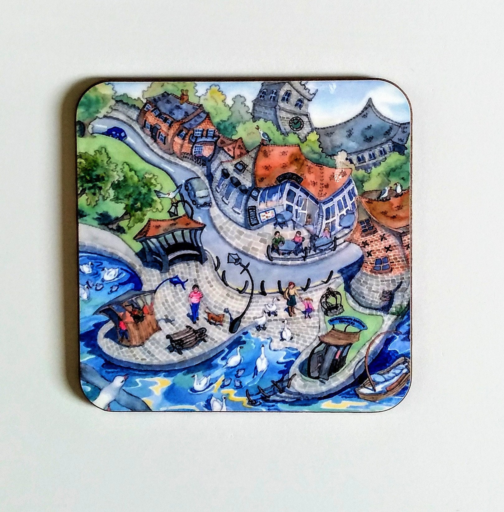 Set of Four Christchurch, Dorset Coasters. Tableware Hengistbury Head ...
