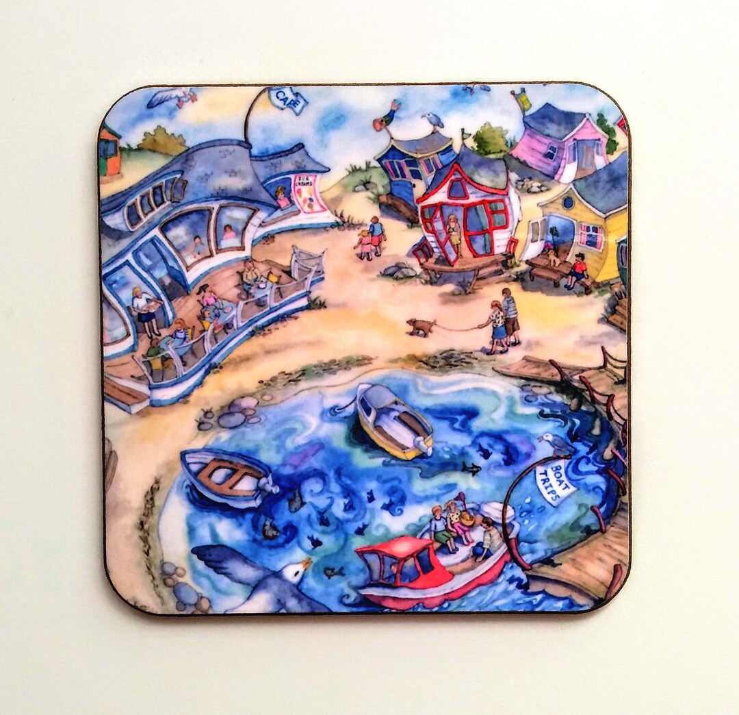 Beach Cafe Dorset Coaster. Coastal Beach Hut Boat Tableware - Etsy