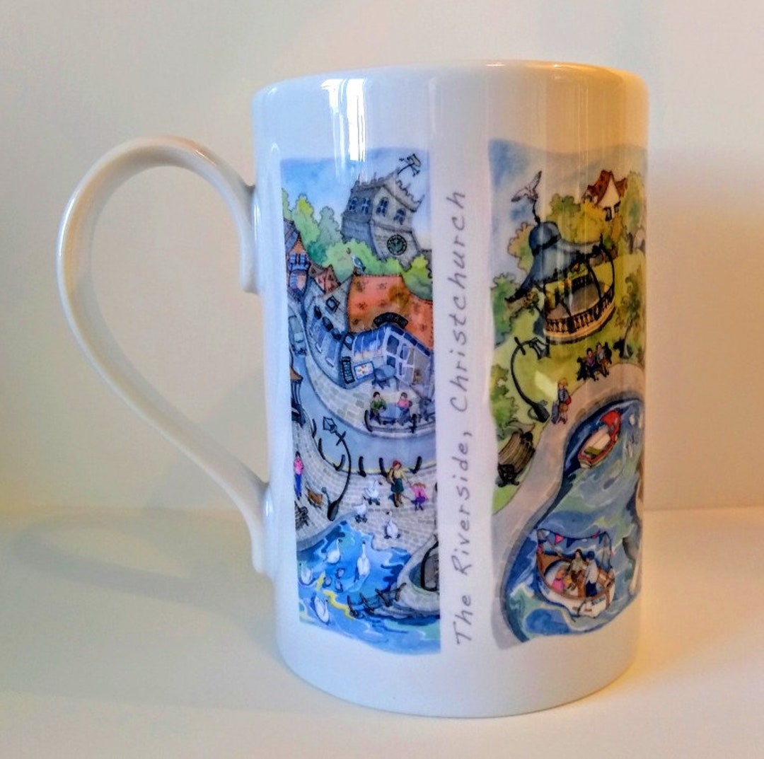 The Riverside Christchurch, Dorset Porcelain Mug. River, coastal ...