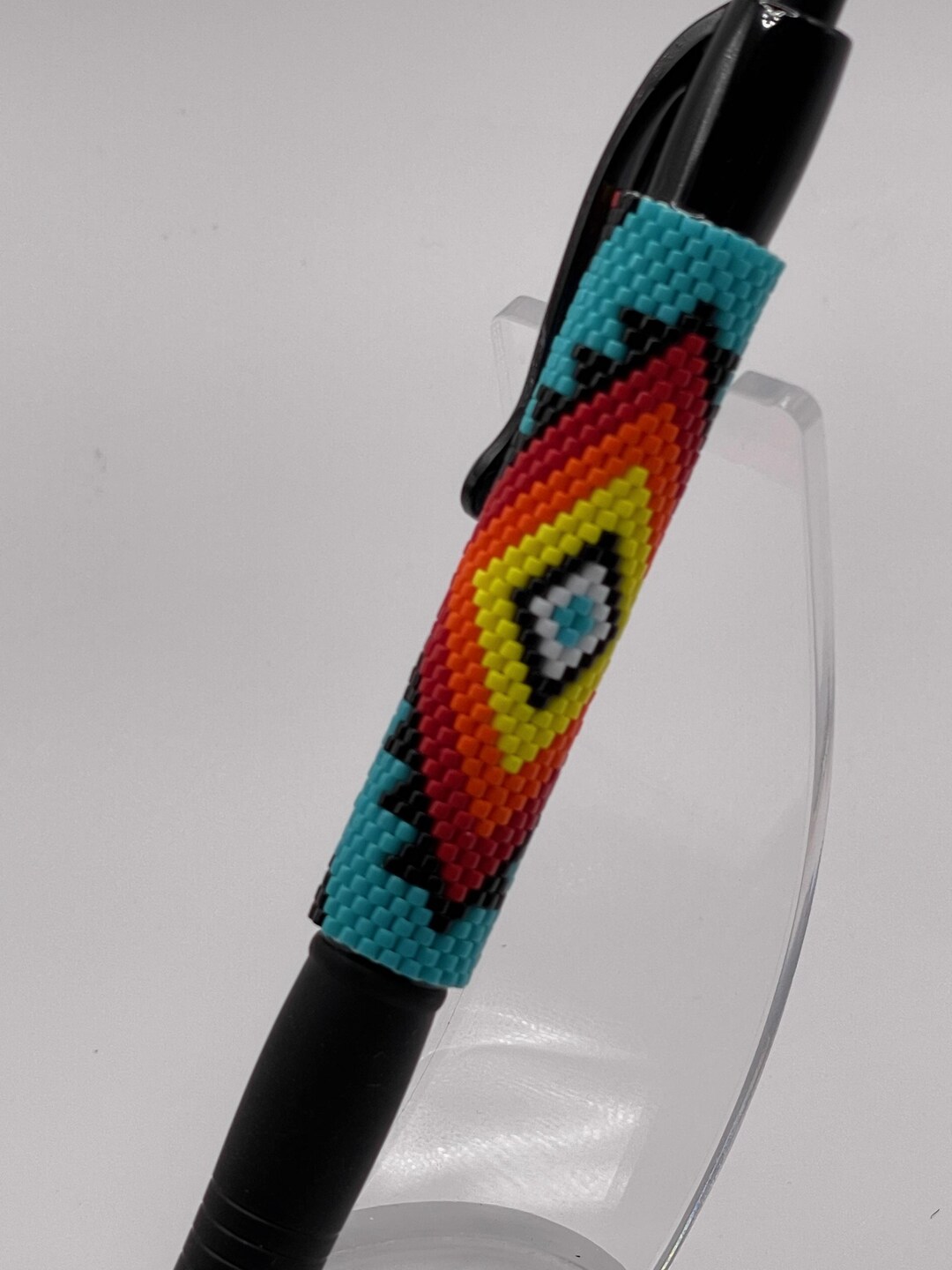 Pens, Artisan Beaded Pen Southwest Fire Eye Handmade Beadwork Bead ...