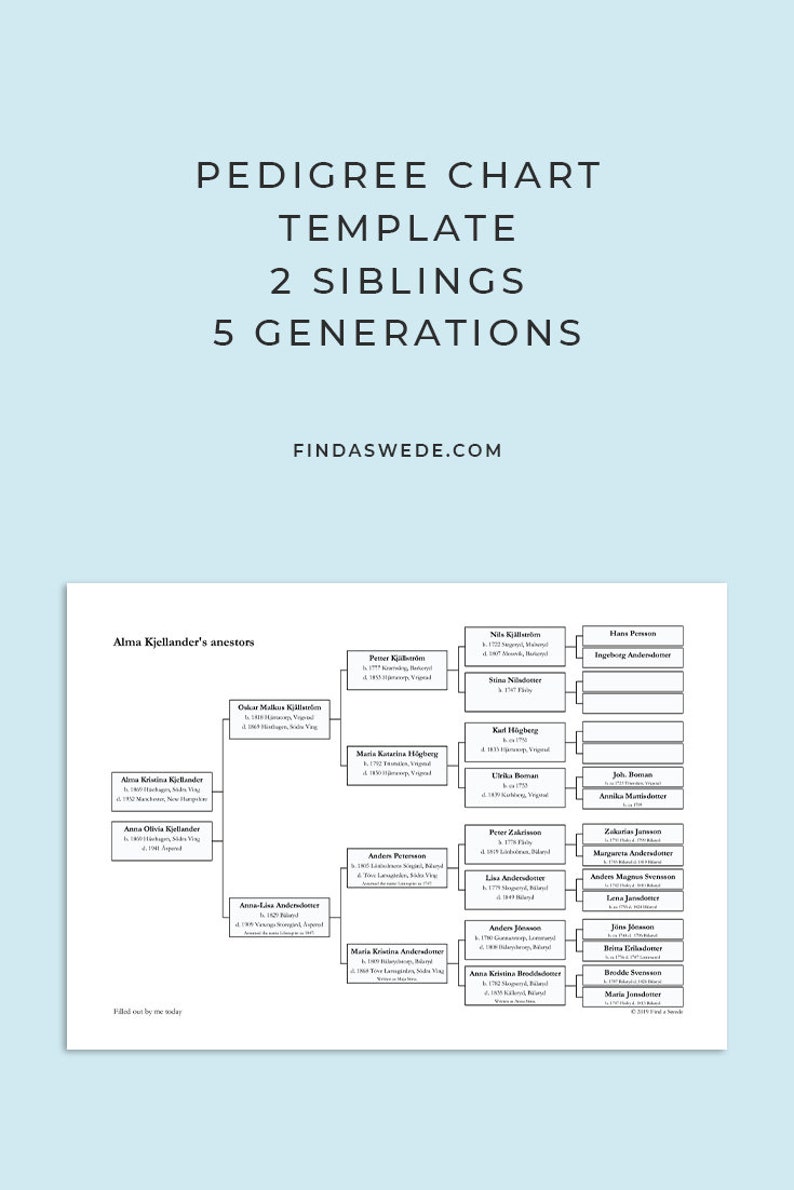 Family Tree Fillable Template Sibling Chart Five | Etsy