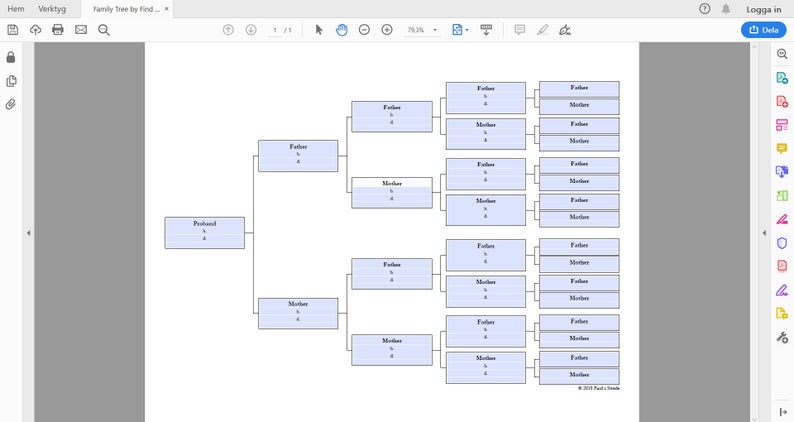 Family Tree 5 Generations Fillable Chart Template | Etsy