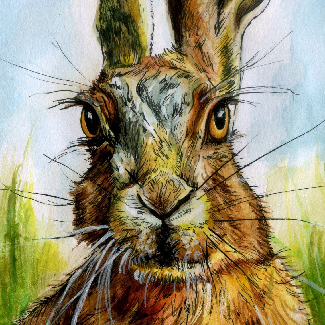 Wild March Hare Field Print Watercolor Hare Painting Irish - Etsy