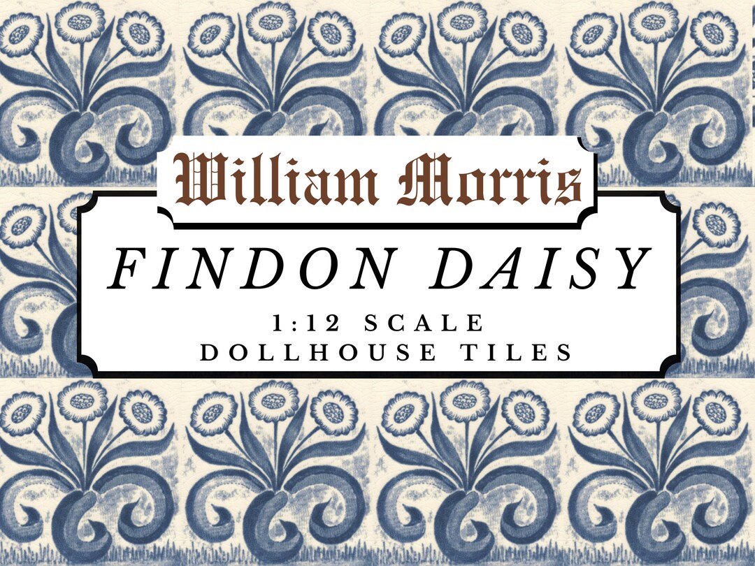 William Morris Blue Findon Daisy Tiles Dollhouse 1:12th Scale ...