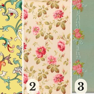 Vintage Floral Dollhouse 1:12th Scale Wallpaper X10 A4 Printable ...
