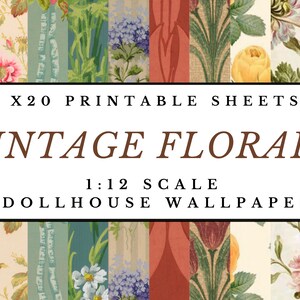 Vintage Floral Dollhouse 1:12th Scale Wallpaper X10 A4 Printable ...