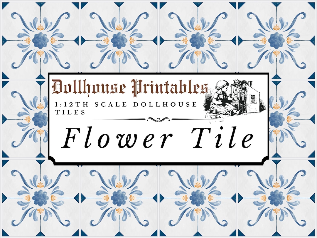 Vintage Blue Flower Dollhouse Tiles 1:12 Scale | Country Miniature ...
