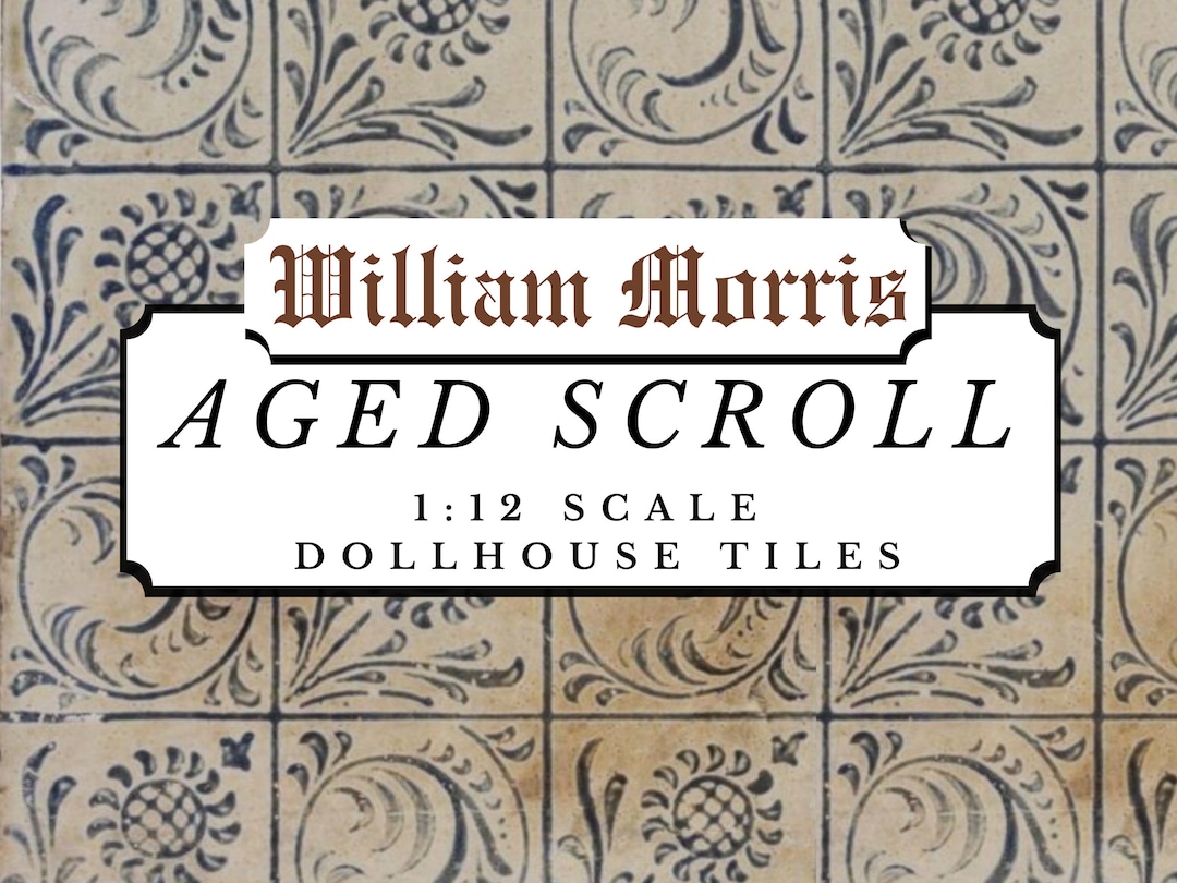 William Morris 'aged Scroll' Tiles Dollhouse 1:12th Scale | Blue White Victorian Kitchen ...
