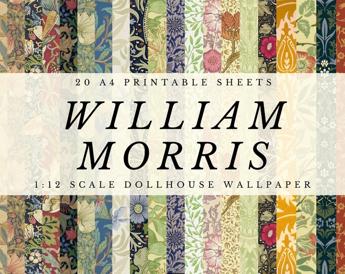 William Morris Dollhouse 1:12 Scale Wallpaper X20 A4 Printable - Etsy
