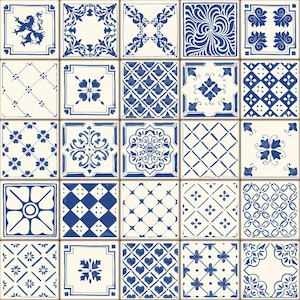 Mediterranean Blue Dollhouse Tiles 1:12 Scale | Portuguese Miniature ...