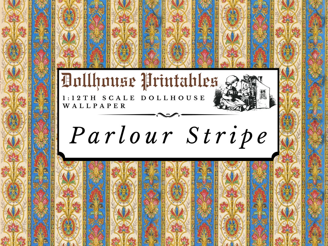 Parlour Stripe Dollhouse 1:12 Scale Wallpaper Digital Download Sheets ...