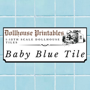 Light Blue Bathroom Floor Wall Tile Dollhouse 1:12 Scale Wallpaper ...